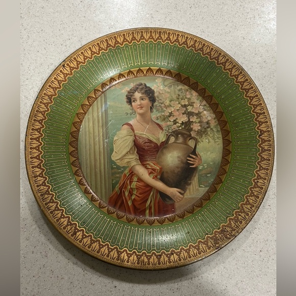 Accents | Vintage Decorative Plate With Woman And Vase | Poshmark